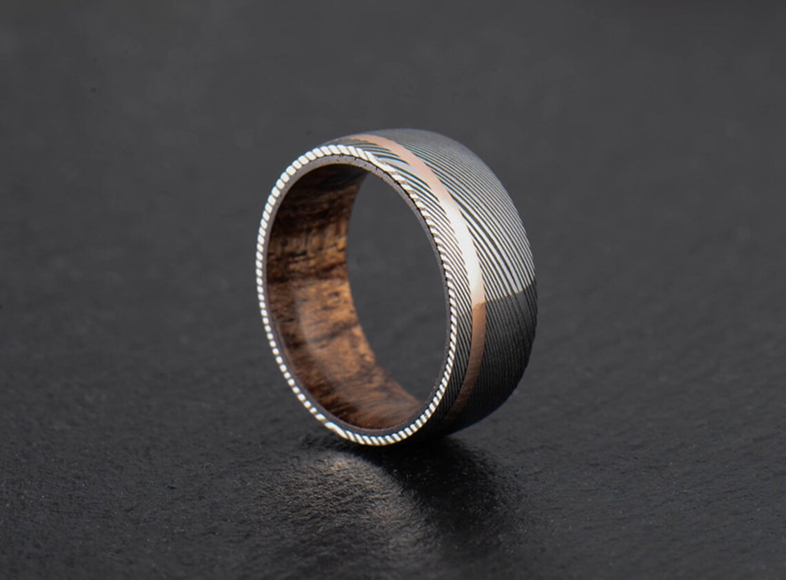 Stainless Damascus Steel and Rose Gold Tasmanian Black Wood - Etsy