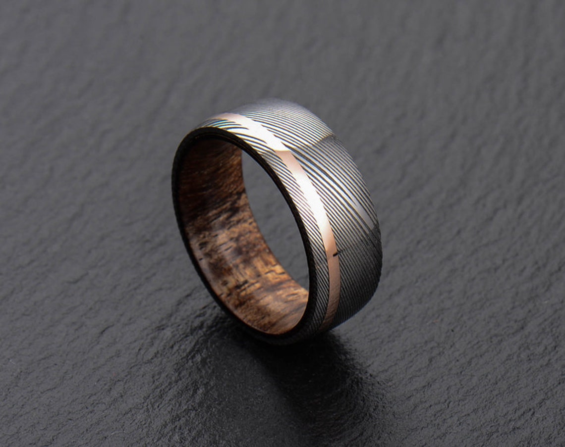 Stainless Damascus Steel and Rose Gold Tasmanian Black Wood - Etsy