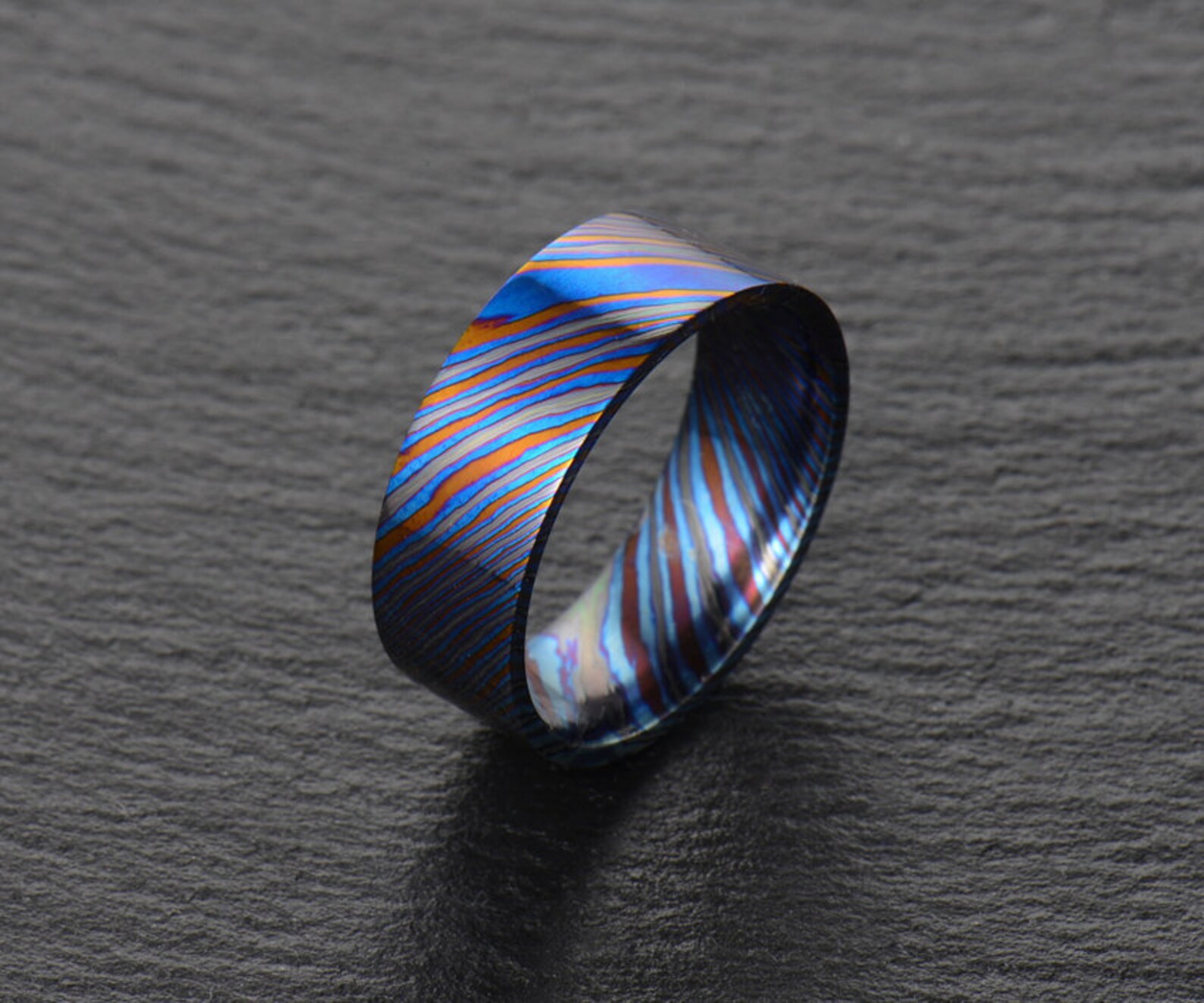Black Timascus Titanium Damascus Mens Wedding Band Engagement Ring ...