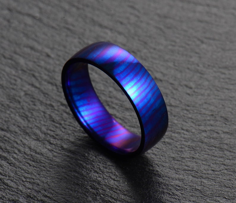 Titanium Damascus Mens Wedding Band Engagement Ring Commitment - Etsy