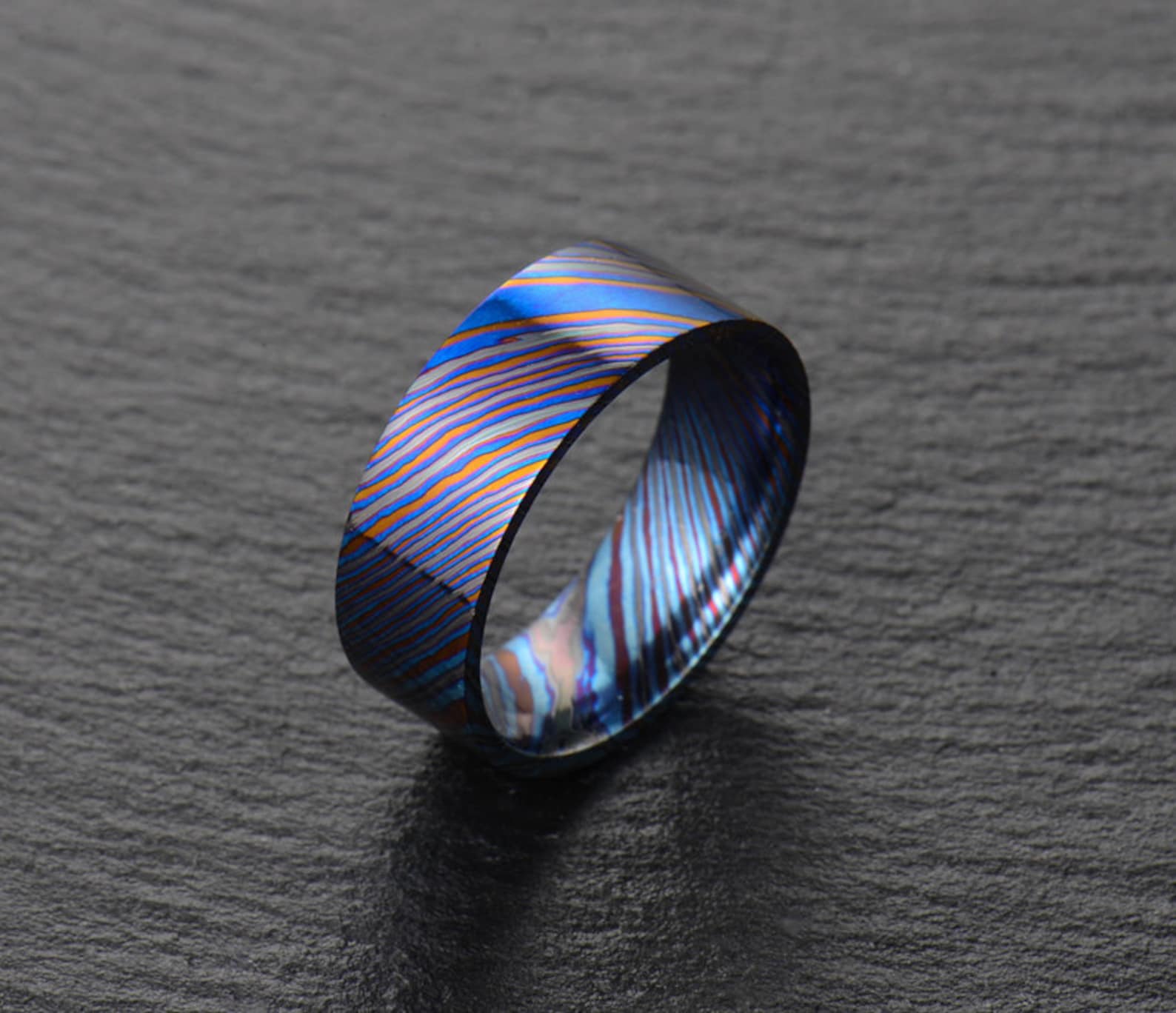 Black Timascus Titanium Damascus Mens Wedding Band Engagement Ring ...