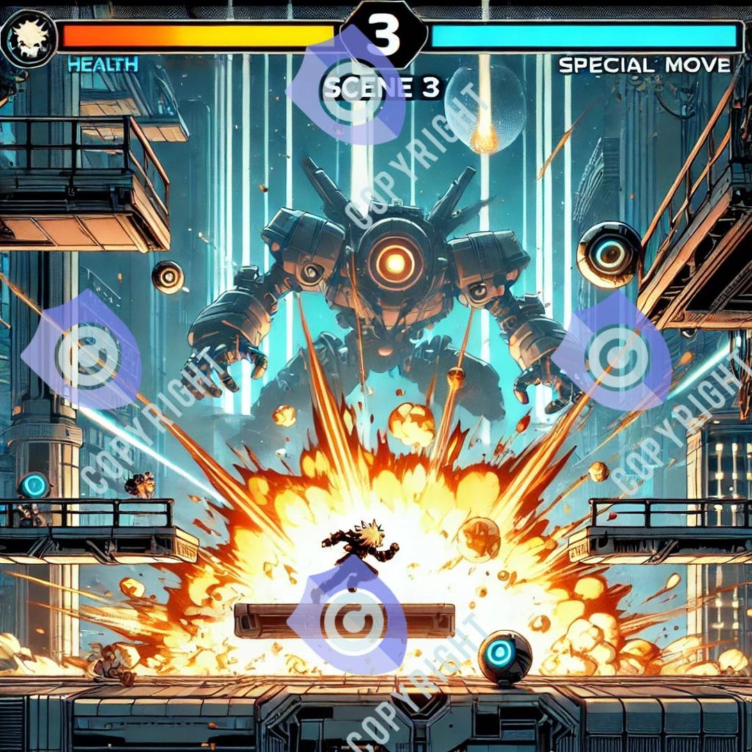 Mecha Digital Print | 8bit Anime Art | Cyber Mecha Showdown - Digital ...