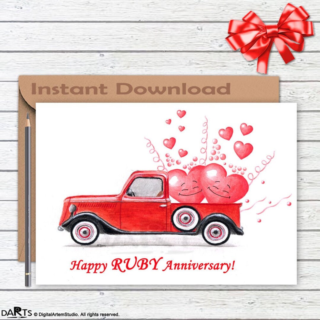 Printable 40th Anniversary Card, 40 Years of Marriage, 40th Anniversary ...