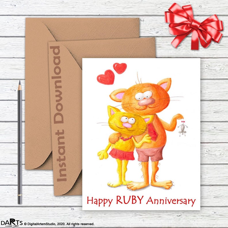 40th Anniversary Card, 40 Years of Marriage, Funny Wedding Card ...