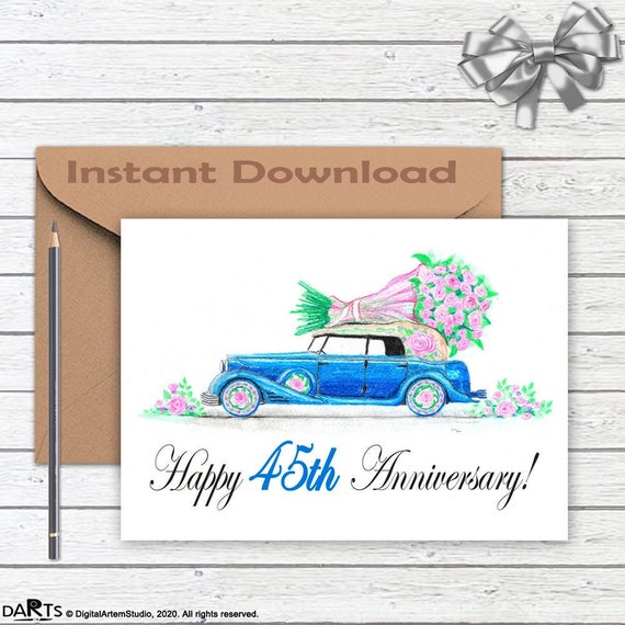 45th anniversary card 45 years of marriage Printable Card | Etsy