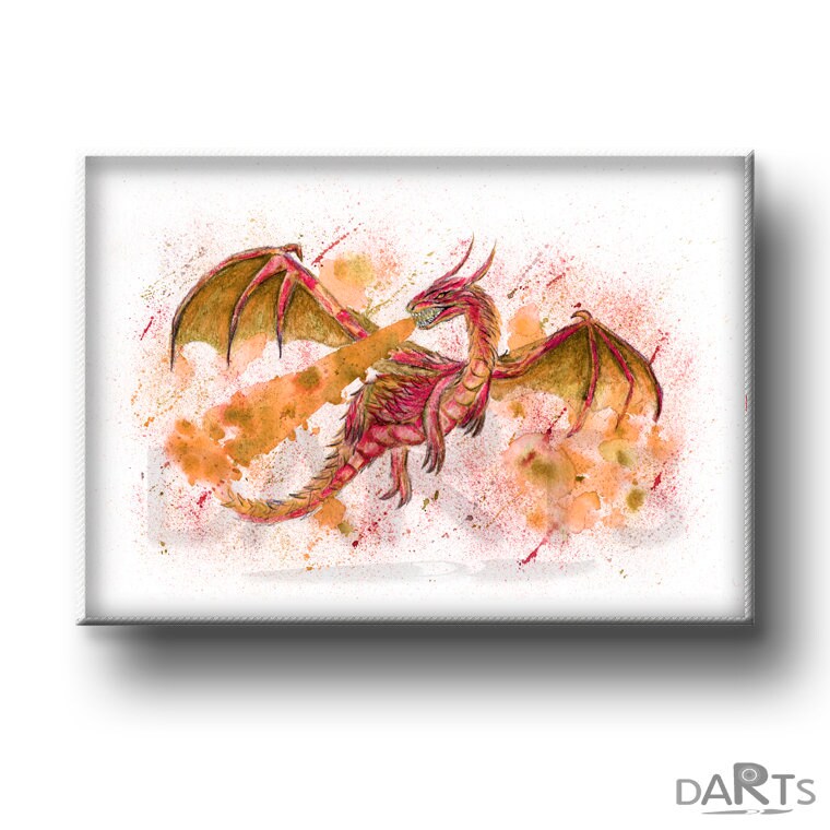 Dragon Wall Art, Dragon Poster, Red Dragon, Dragon Decor, Dragon ...