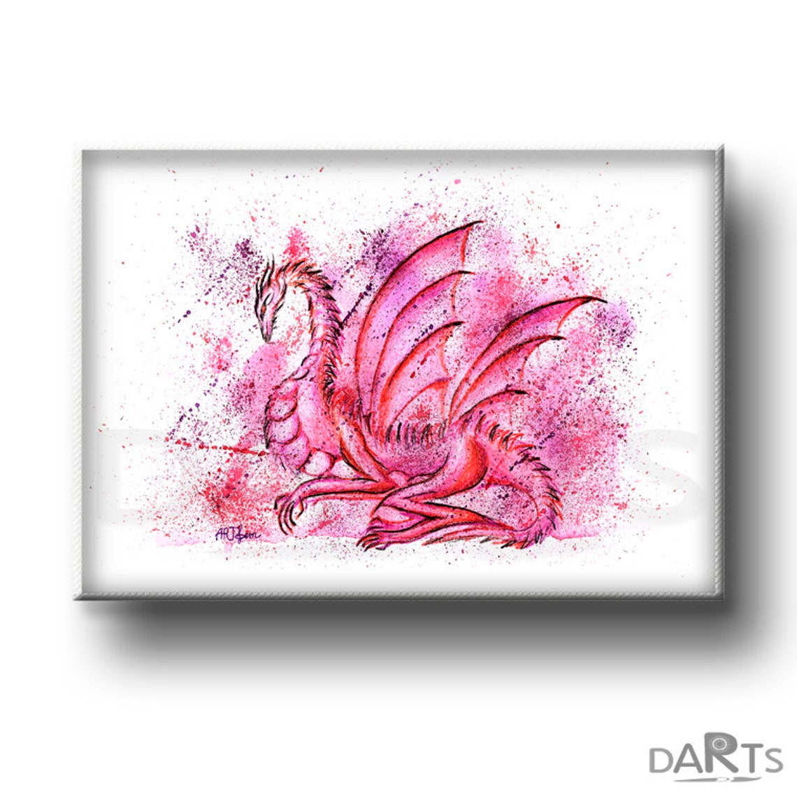 Dragon Wall Art, Dragon Painting, Purple Dragon Decor, Dragon Poster ...