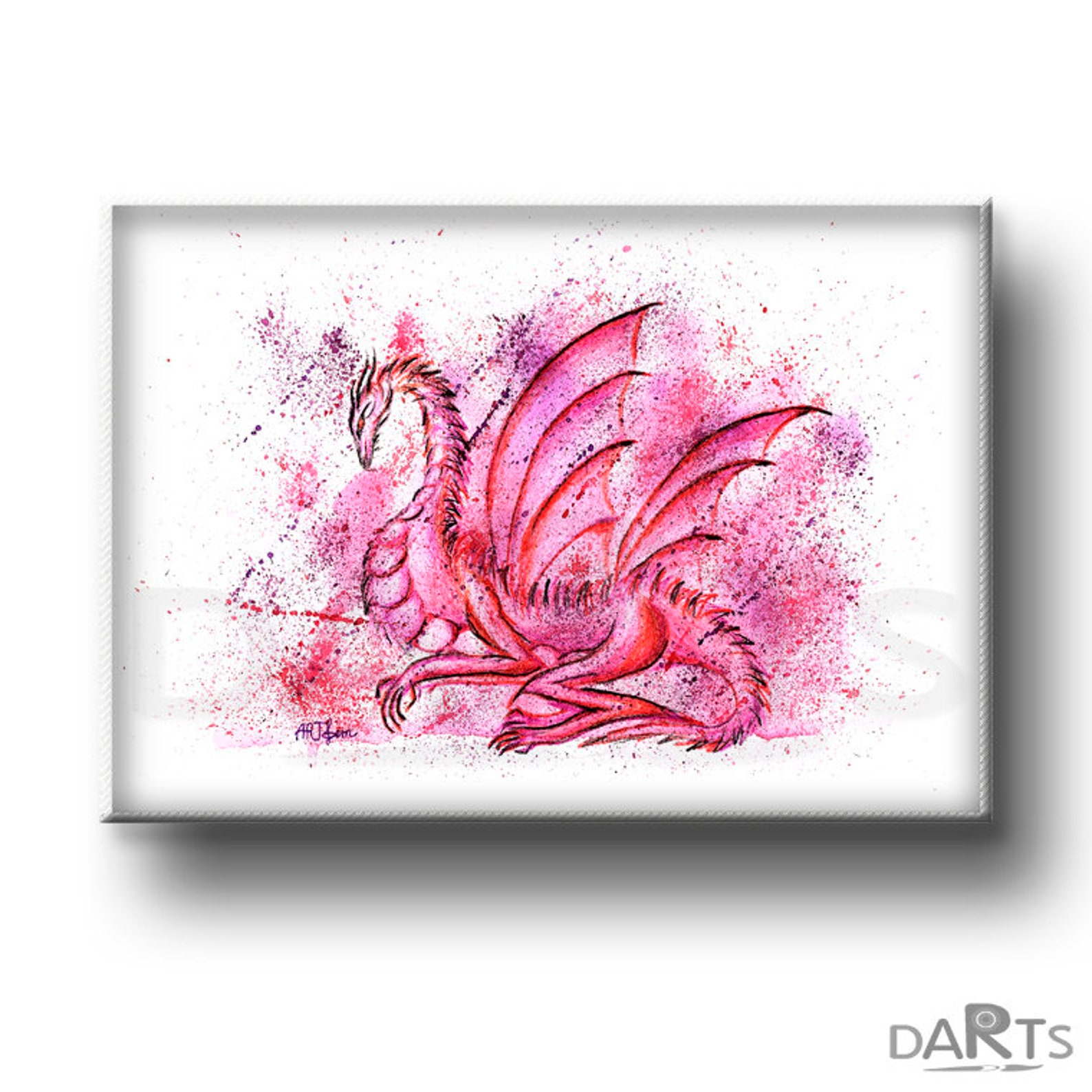 Dragon Wall Art, Dragon Painting, Purple Dragon Decor, Dragon Poster ...