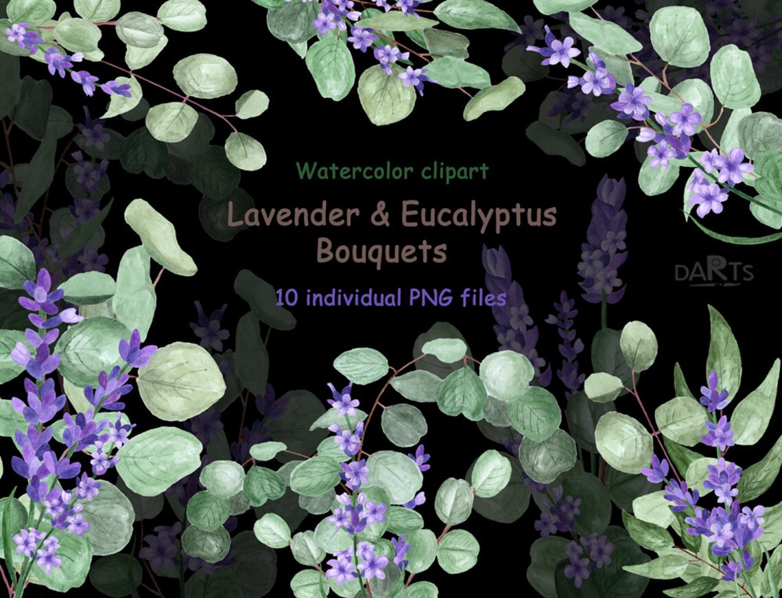 Watercolor Eucalyptus Lavender Clipart, Greenery Clipart, Floral ...