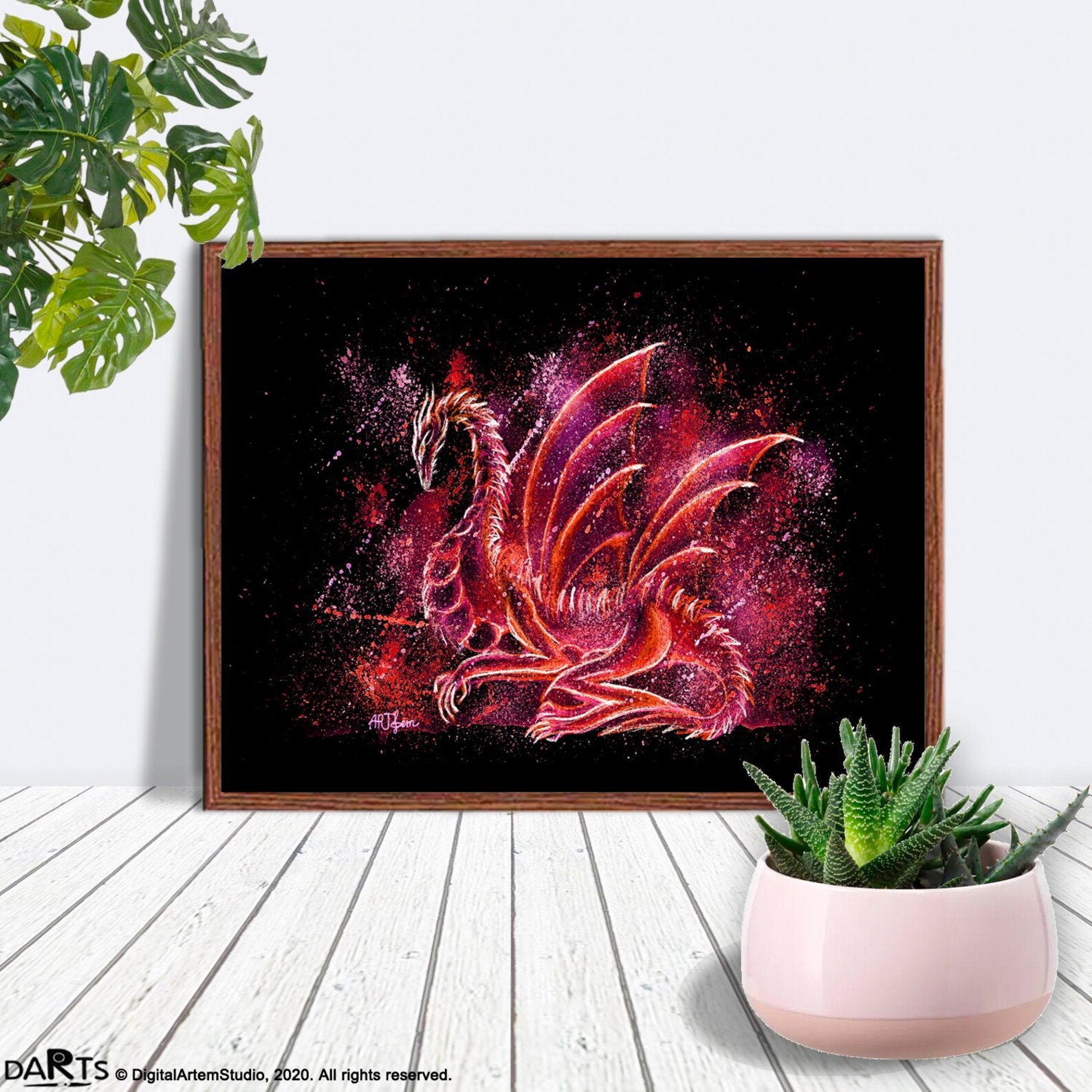 Red Dragon Wall Art, Fantasy Wall Art, Dragon Poster, Downloadable Art ...