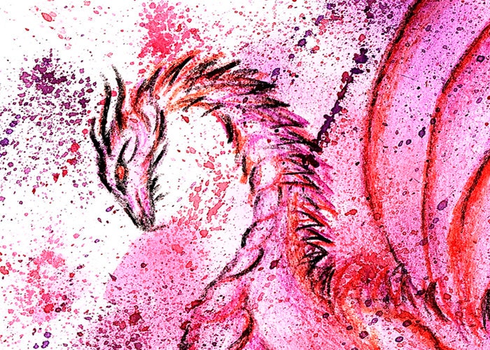 Dragon Wall Art, Dragon Painting, Purple Dragon Decor, Dragon Poster ...