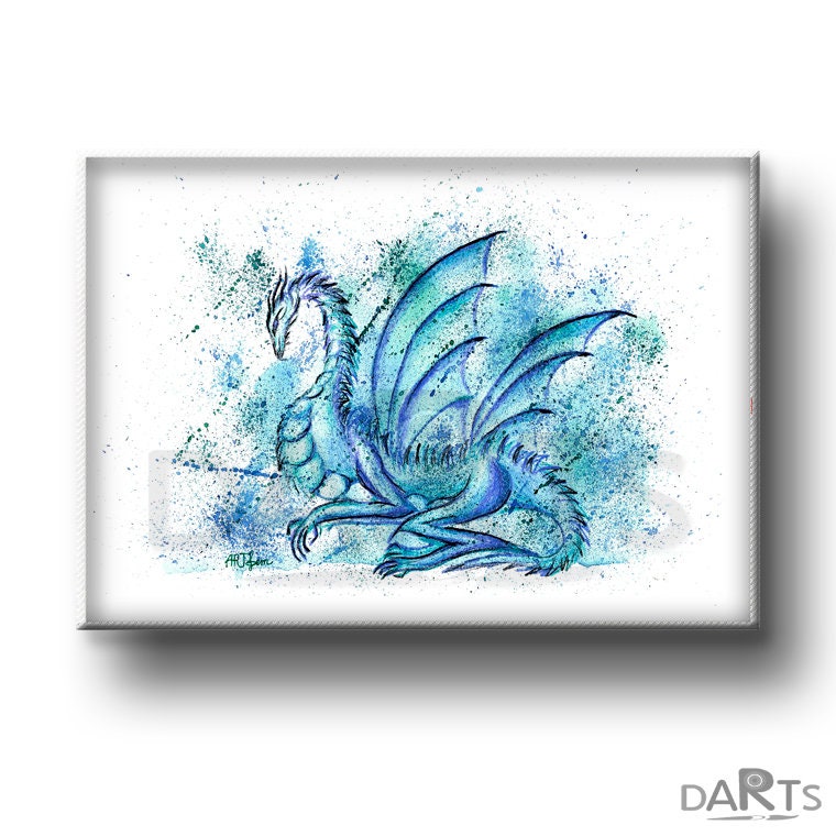 Dragon Wall Art, Blue Dragon, Dragon Painting, Dragon Poster, Printable ...