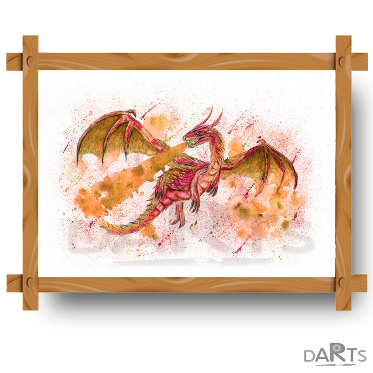 Dragon Wall Art, Dragon Poster, Red Dragon, Dragon Decor, Dragon ...