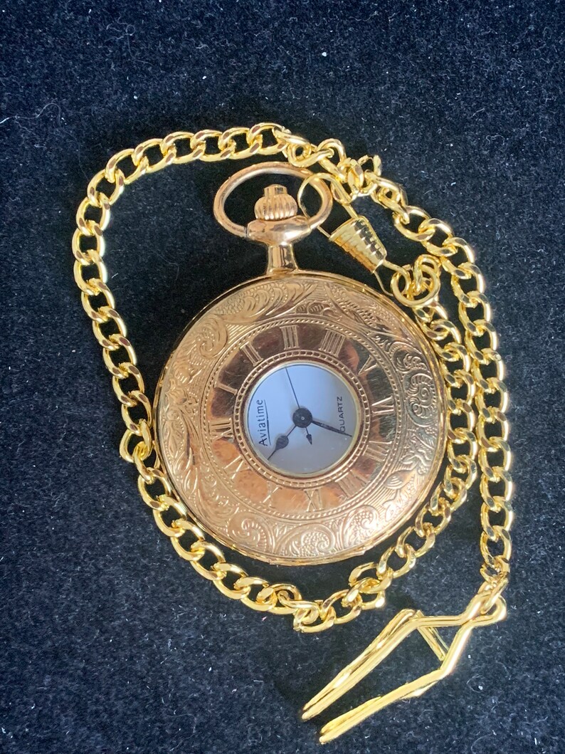 Vintage Half Hunter Aviatime Dress Pocket Watch by Avia - Etsy