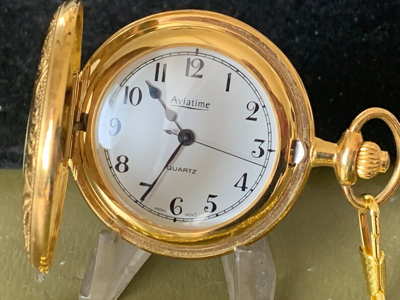 Vintage Half Hunter Aviatime Dress Pocket Watch by Avia - Etsy