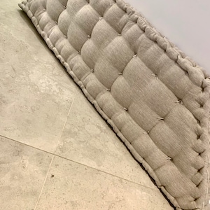 Custom Tufted Cushion / French Tufted Seat Cushion in Natural Linen ...