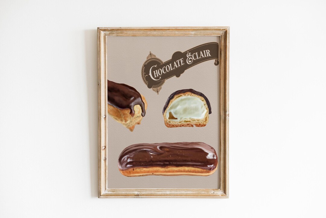 Chocolate Lover Gift Chocolate Eclair Dessert Art Print Gift for Foodie ...