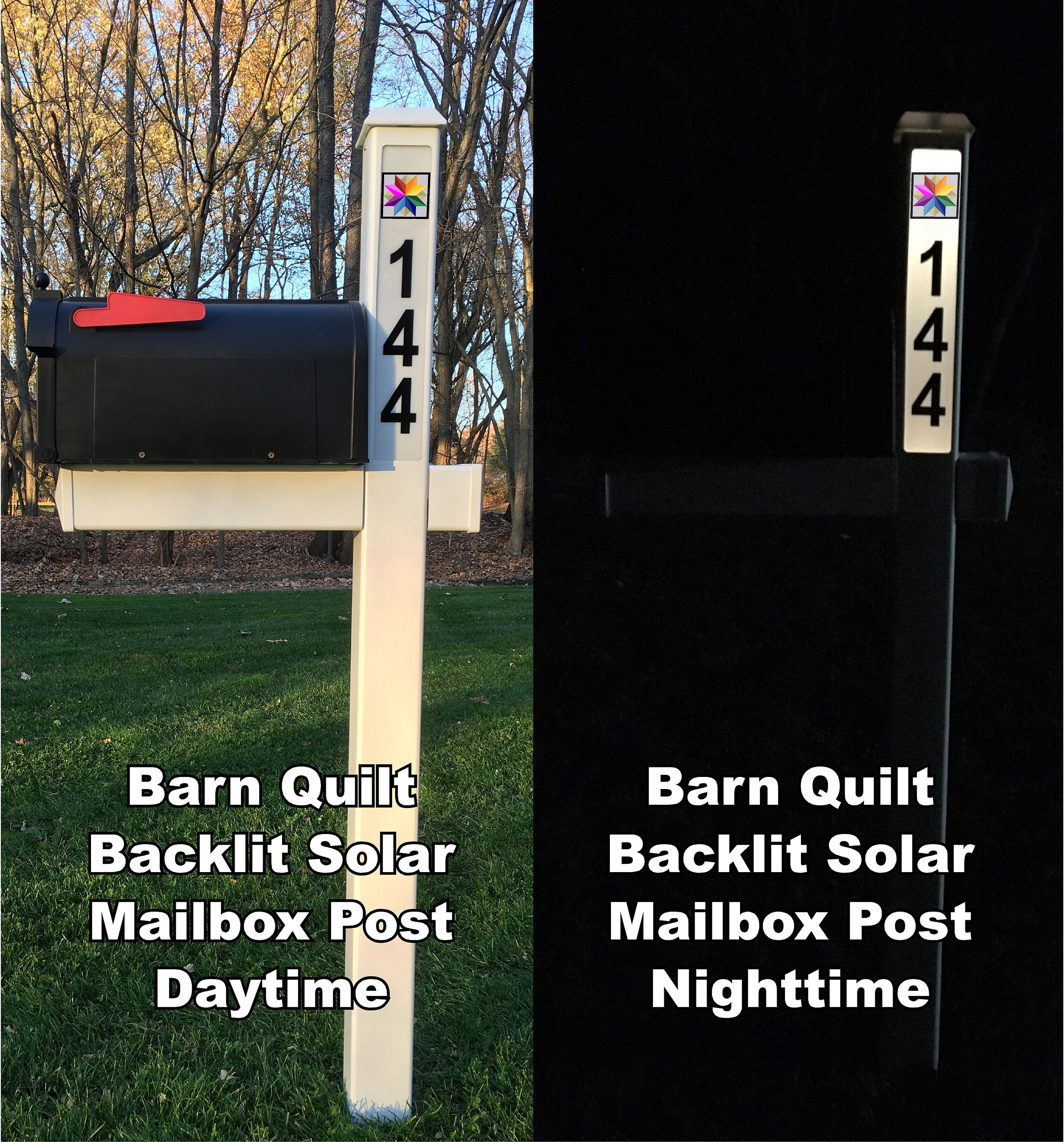 SOLAR Barn Quilt LED BACKLIGHTED Mailbox Post & Mailbox White - Etsy