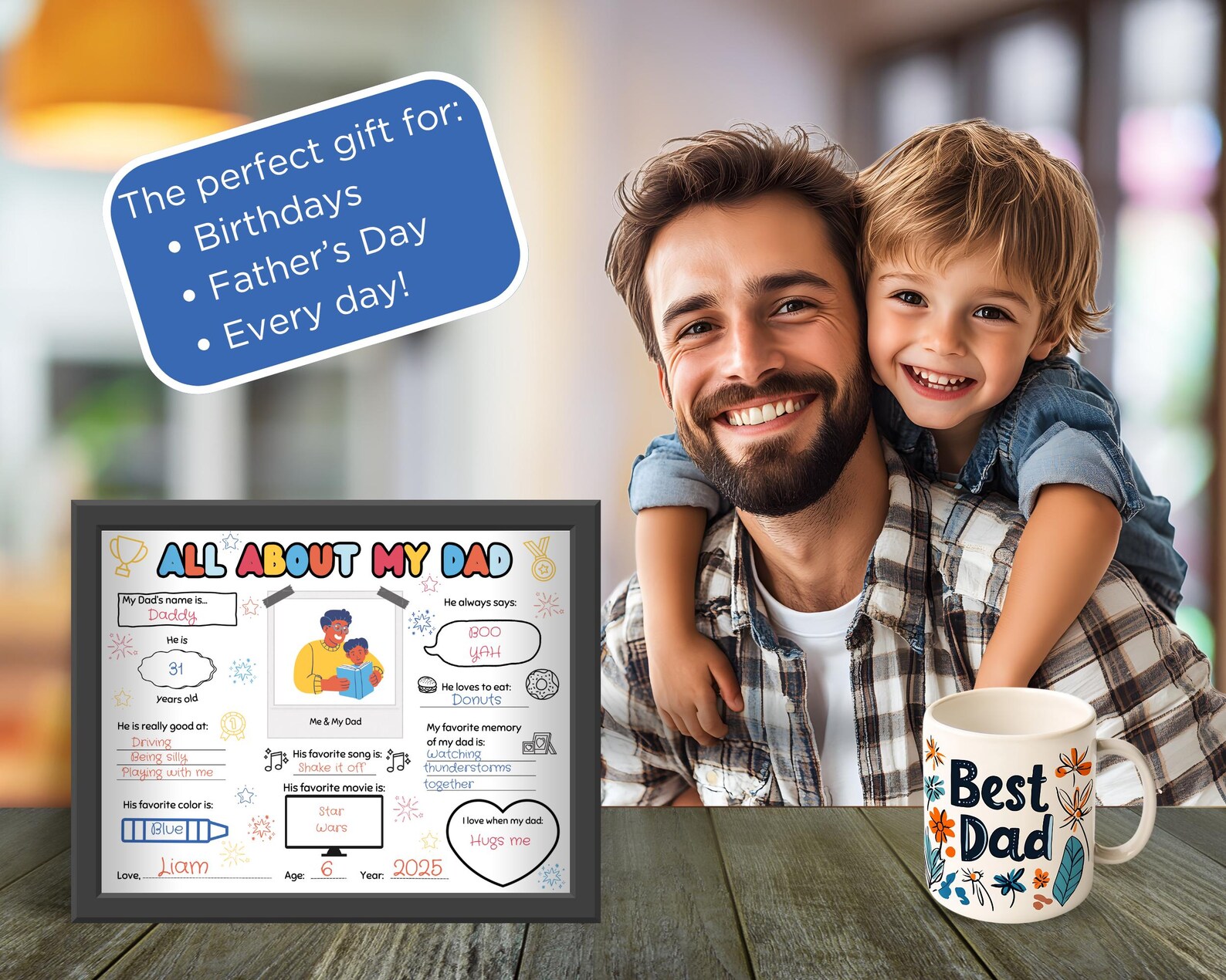 All About Dad Printable Card: Father's Day Questionnaire Coloring Sheet ...