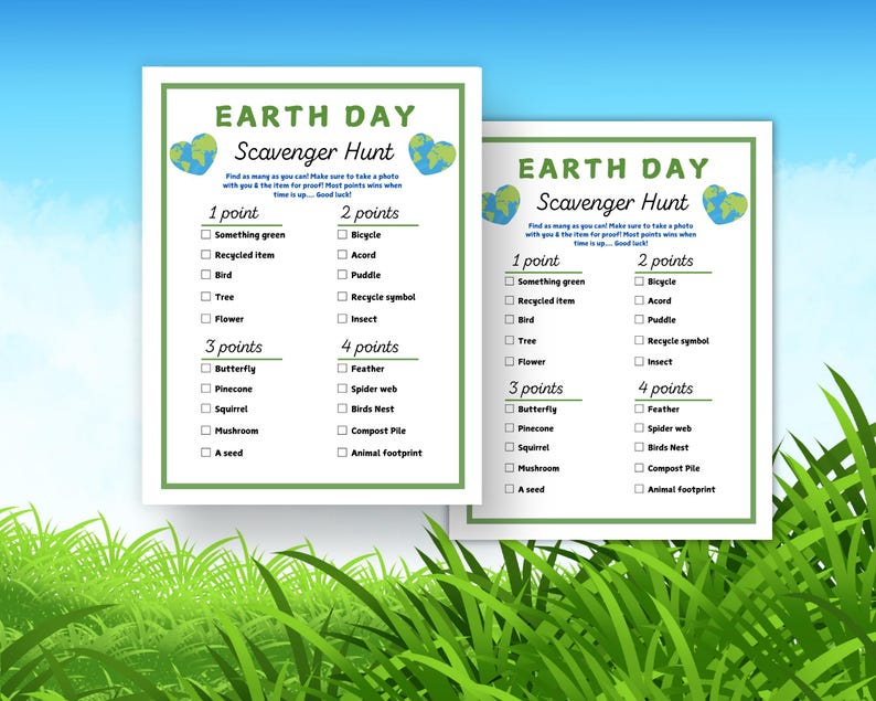 Earth Day Scavenger Hunt, Fun Printable Spring Games, Earth Day Party ...