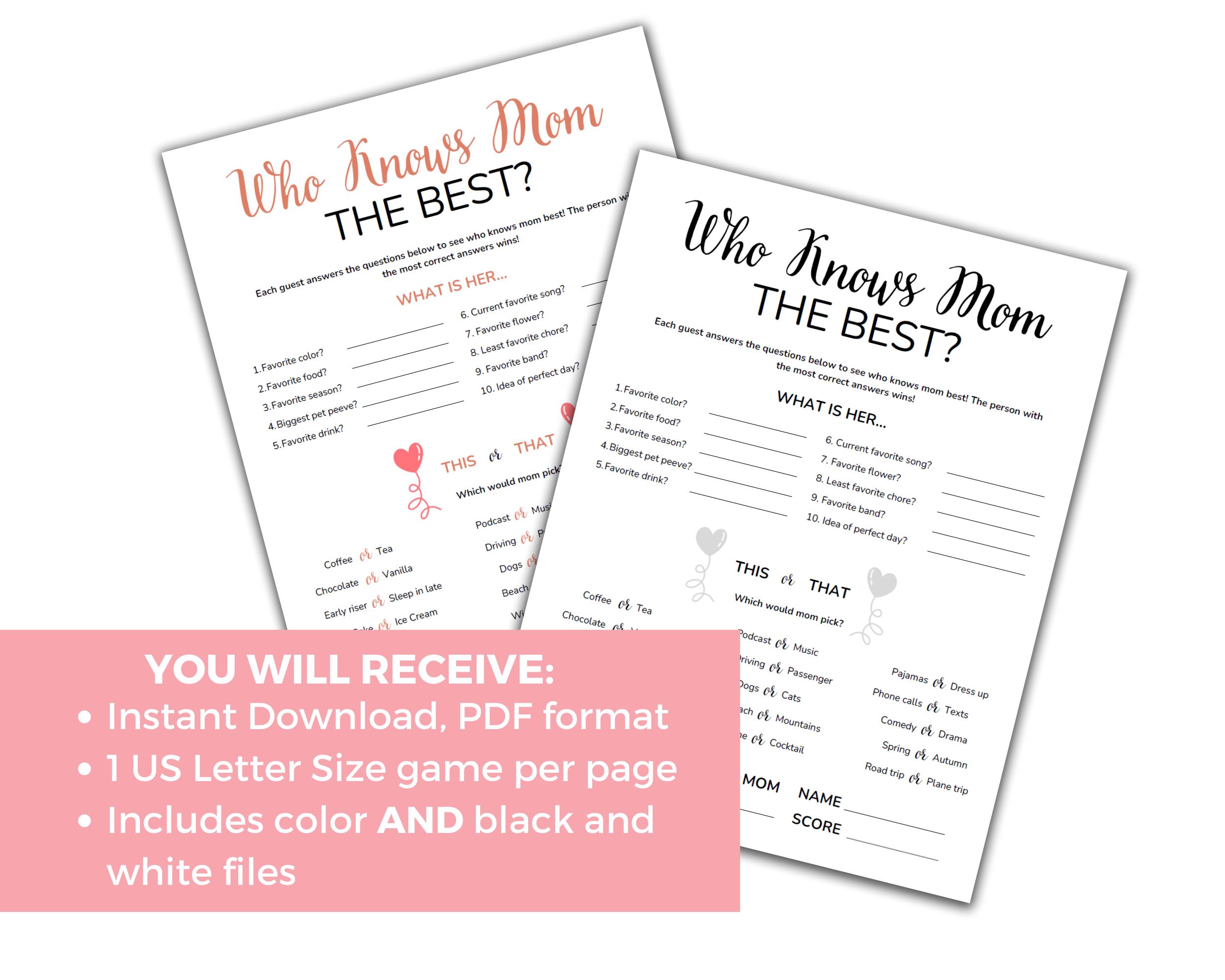 Mother's Day Party Game, Mother's Day Brunch, Mother's Day Dinner Party ...