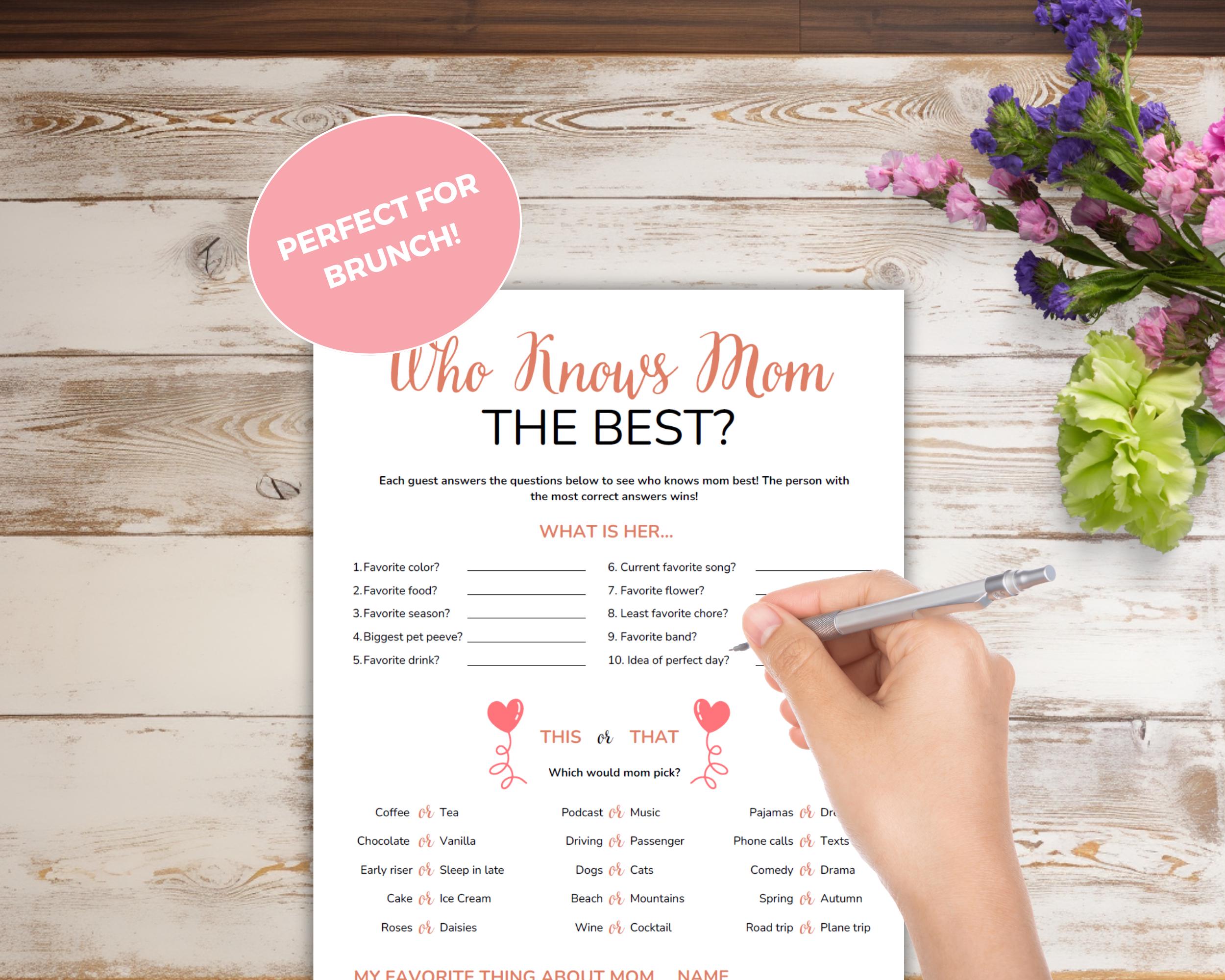 Mother's Day Party Game, Mother's Day Brunch, Mother's Day Dinner Party ...