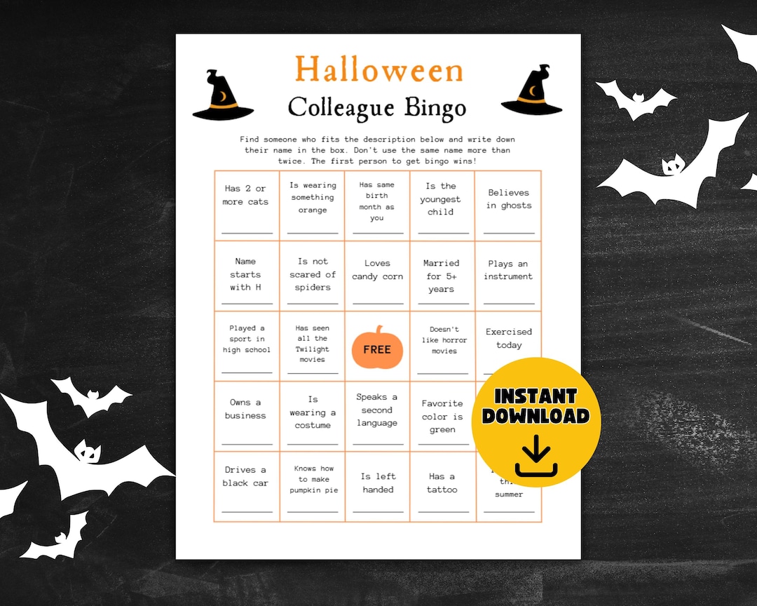 Office Halloween Bingo Game: Printable Colleague Party Activity (PDF ...