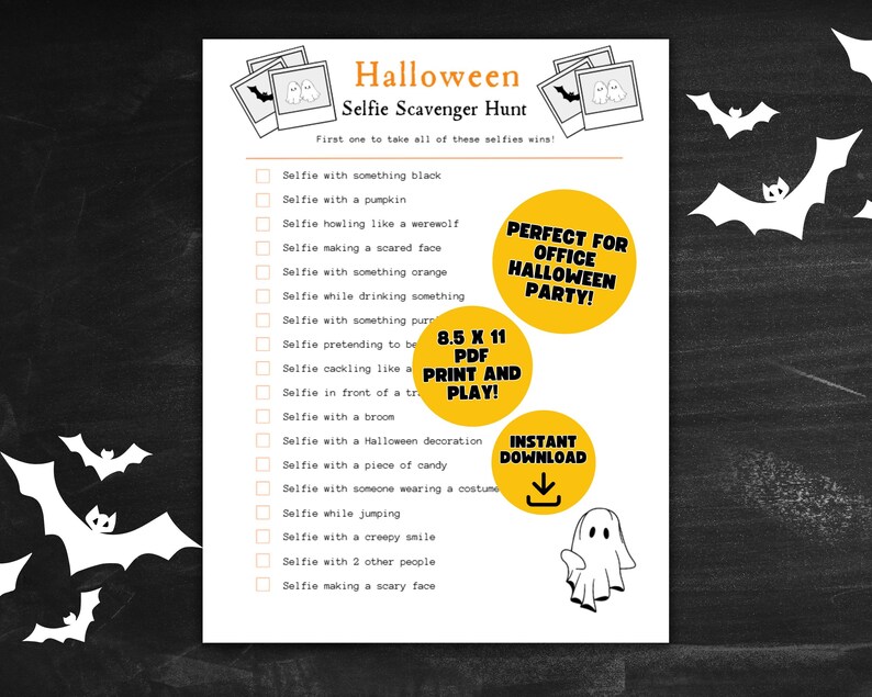Halloween Selfie Scavenger Hunt: Office Party Game (PDF Download) - Etsy