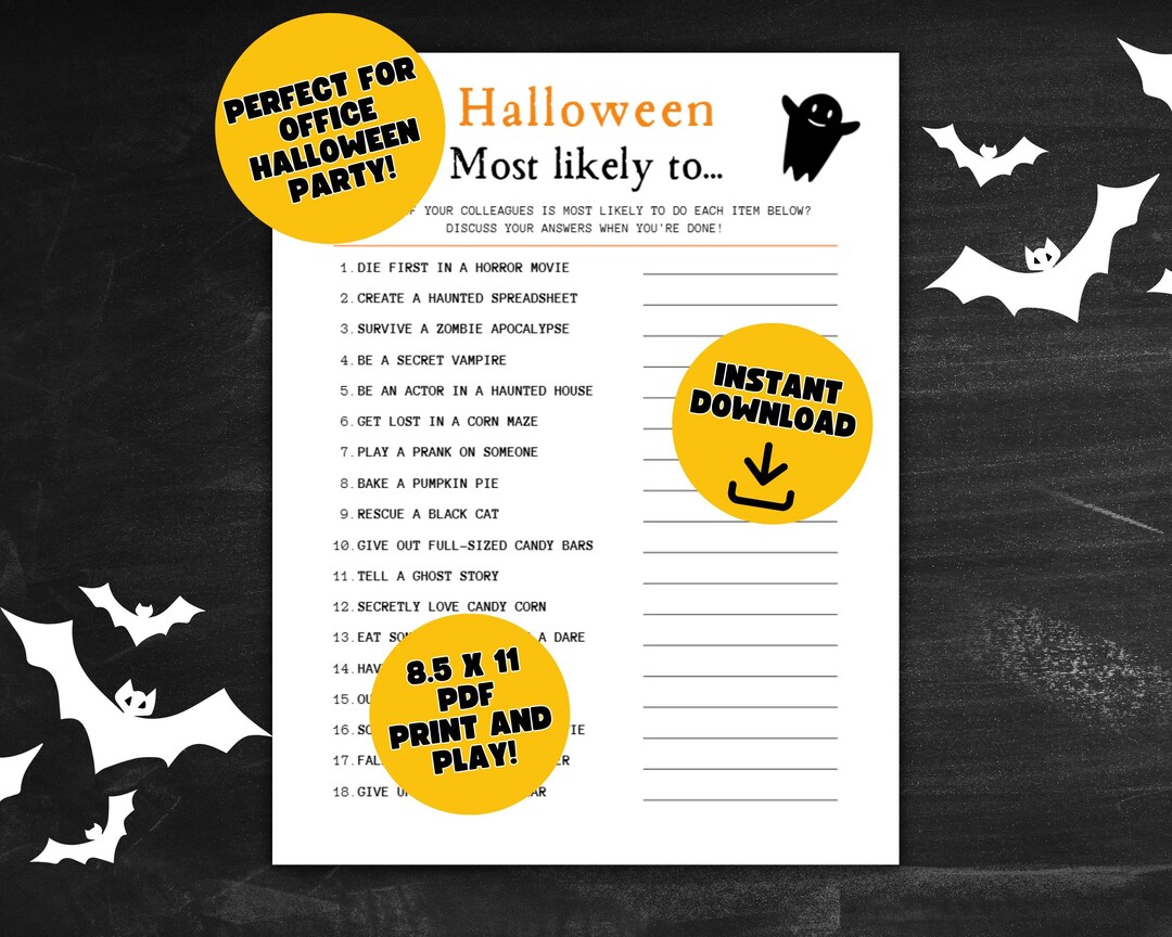 Halloween Office Party Game: Who is Most Likely To? (PDF Download) - Etsy