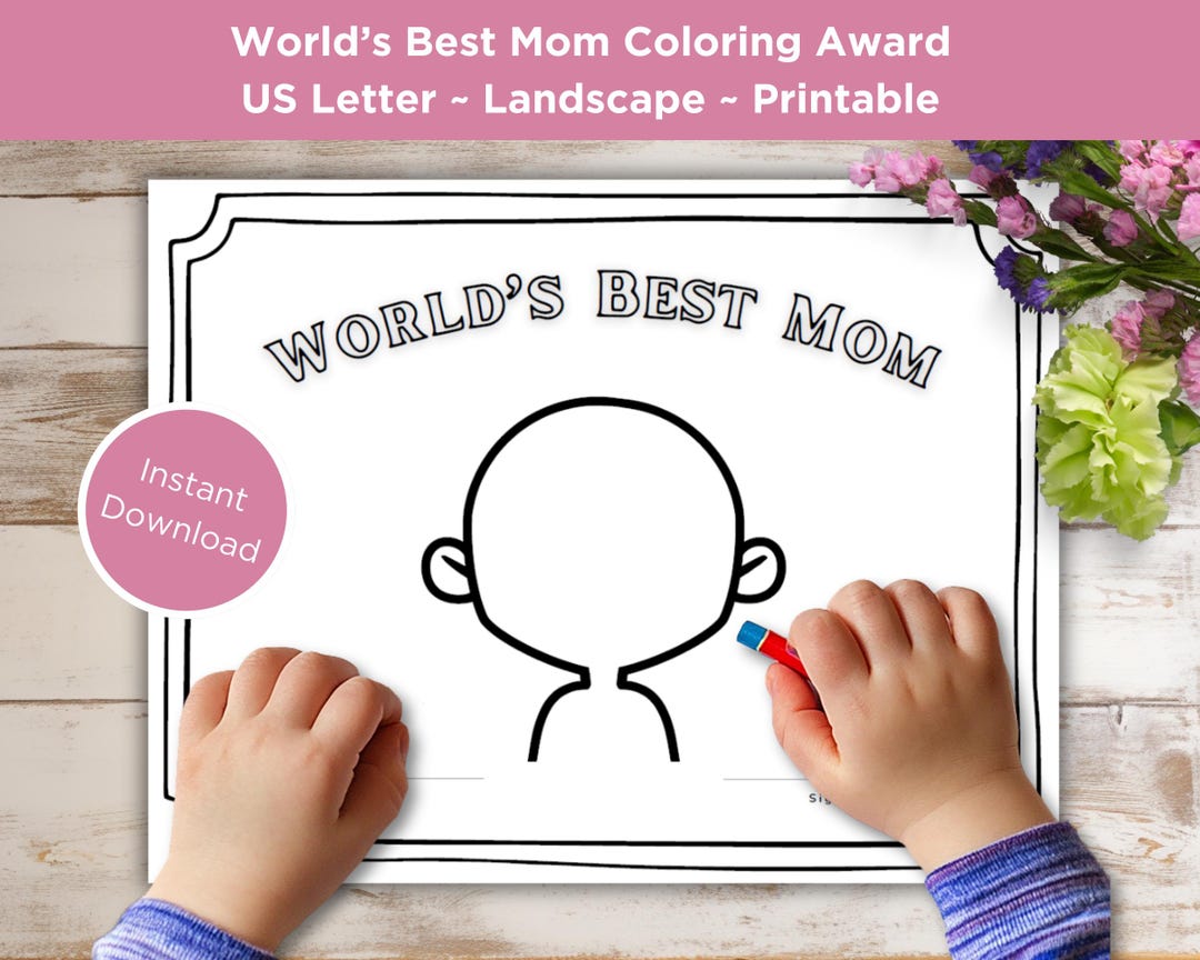 World's Best Mom Coloring Activity, Mother's Day Printable Activity ...