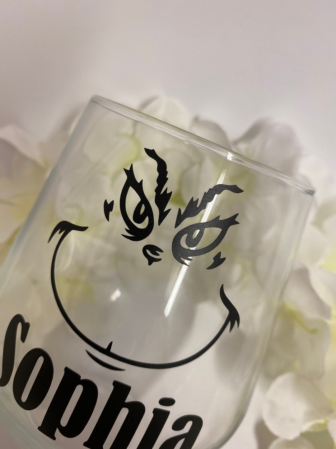 Grinch, Personalised Grinch Glass, Christmas, Santa Hat - Etsy UK