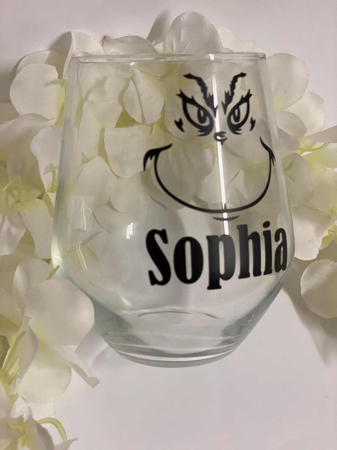 Grinch, Personalised Grinch Glass, Christmas, Santa Hat - Etsy UK