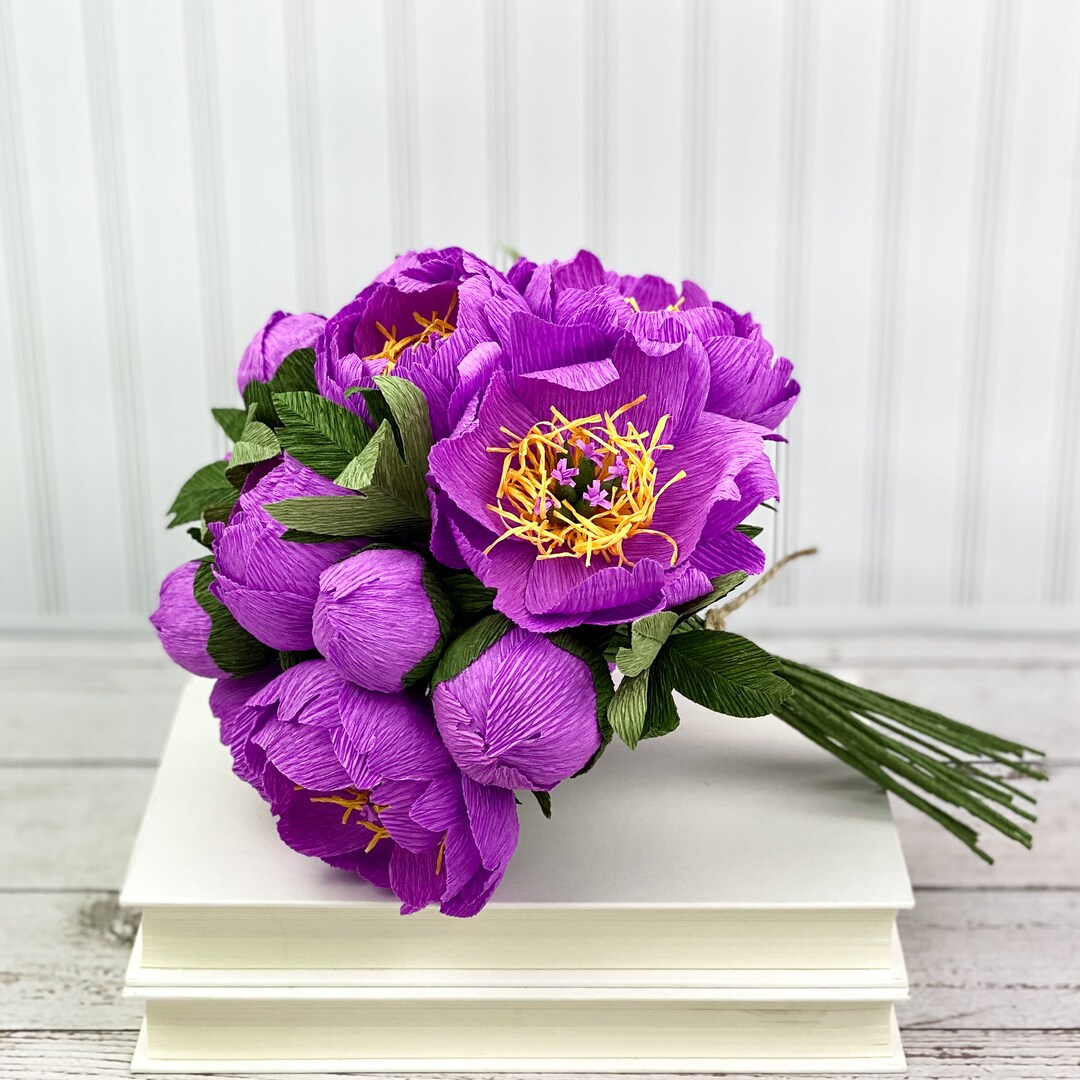 Crepe Paper Flowers Peony Flower Bouquet Perfect for - Etsy