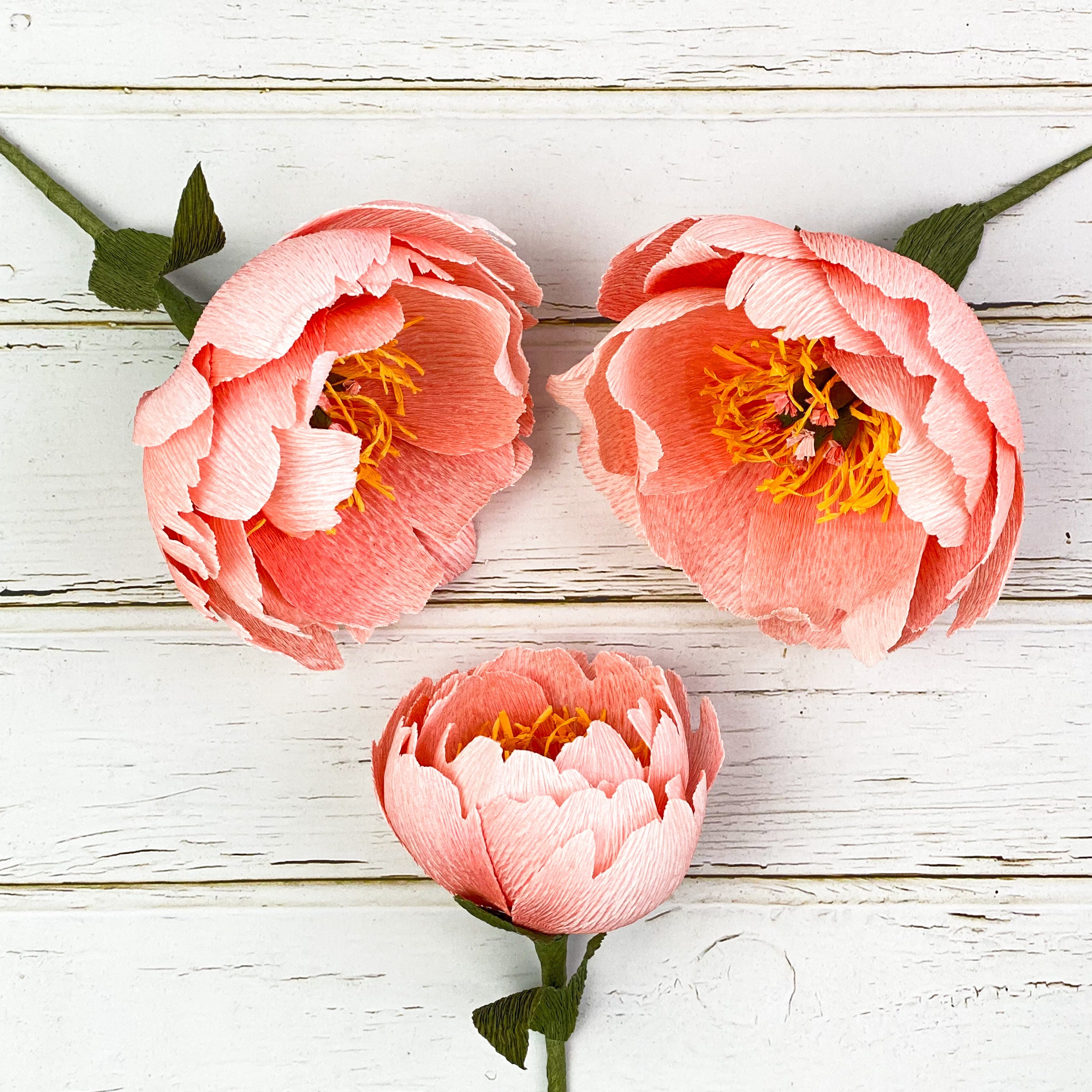 Crepe Paper Flowers Coral Charm Peony One Year Anniversary Flowers Etsy UK