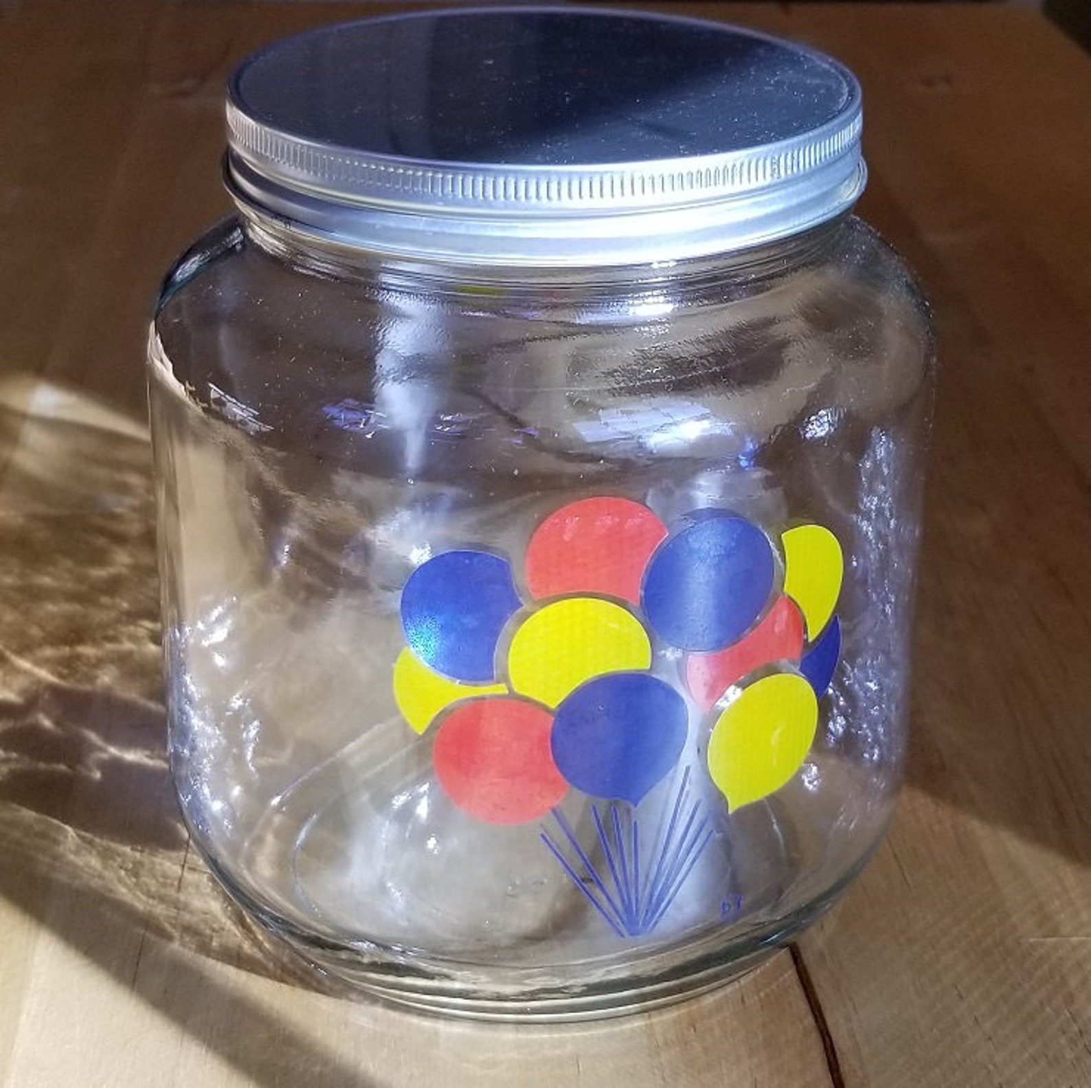 Vintage 1980s Balloons Jar Glass Balloon Jar Clown Circus Party ...