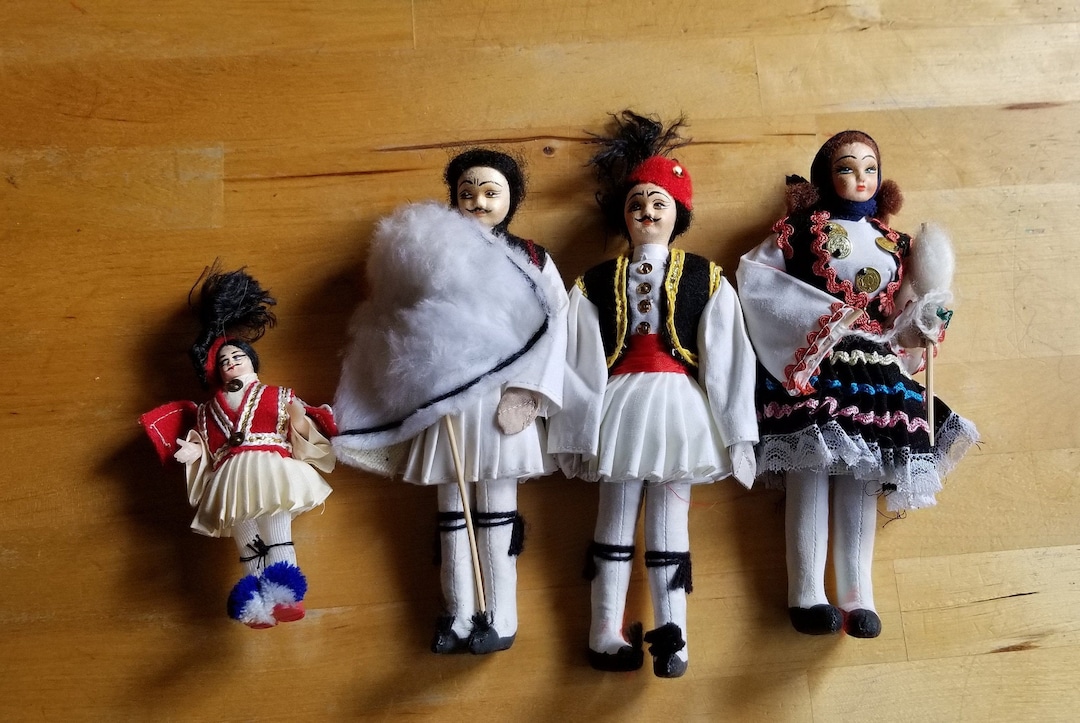 Vintage Greek Souvenir Dolls Four Greek Traditional Dress Folk Dolls ...