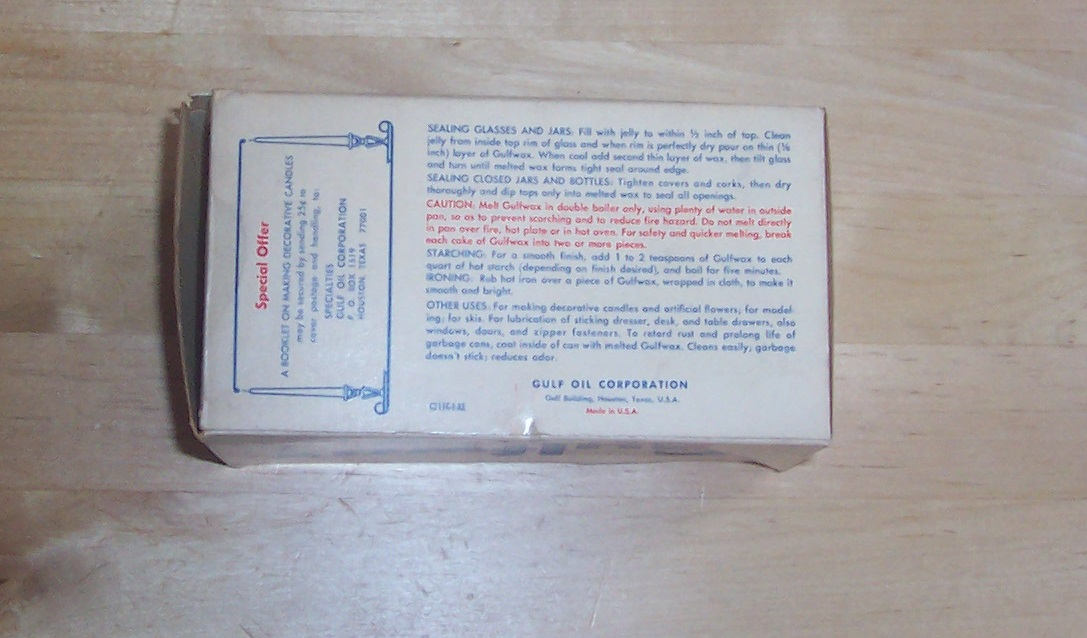 Vintage Gulfwax Paraffin Box Vintage Circa 1950s, 1960s, 1970s Vintage ...