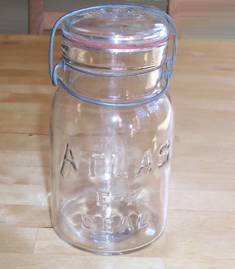 Vintage Atlas E-Z Seal Jar - Clear Glass Atlas Jar - Vintage Canning ...