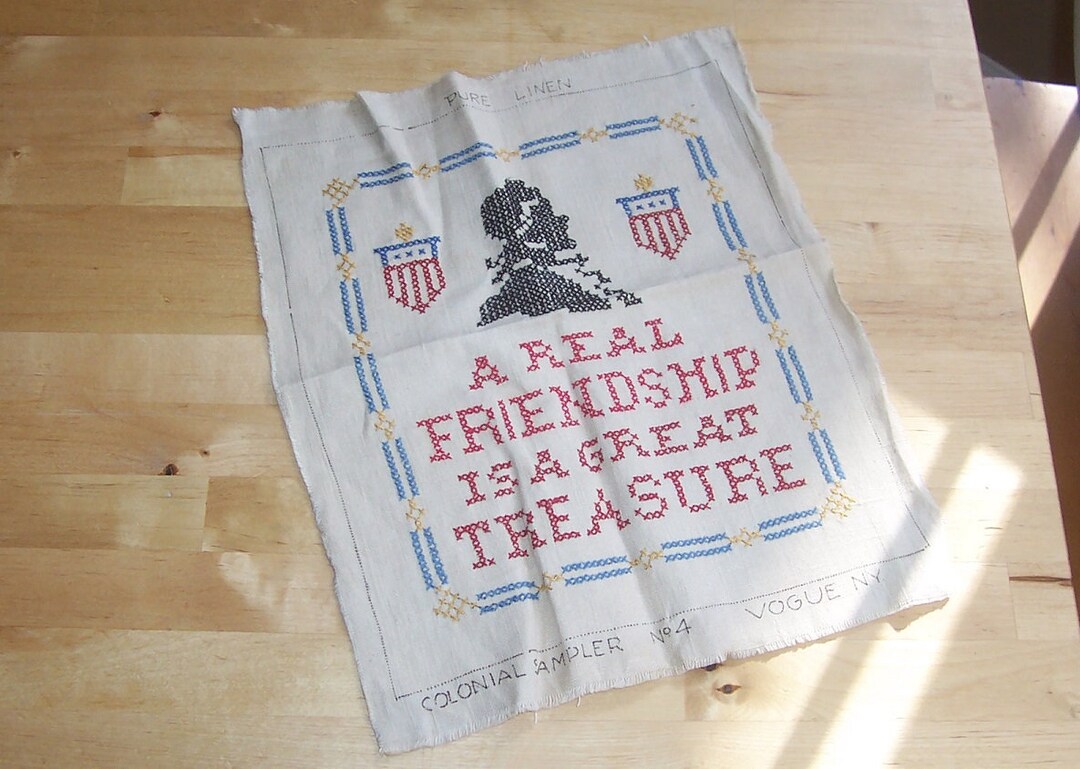 Vintage Colonial Sampler No 4 Cross Stitch - Linen Embroidery - "a Real ...