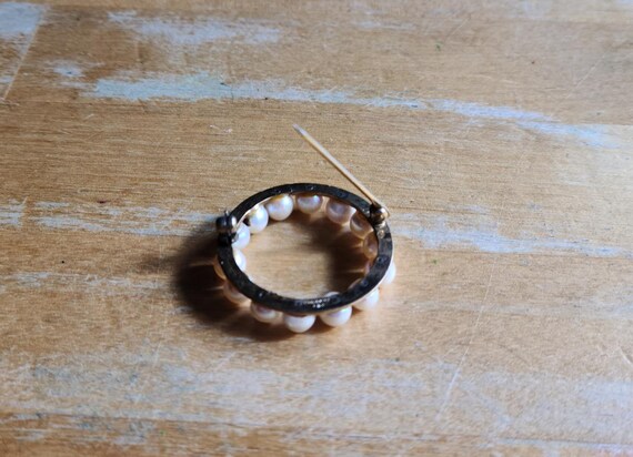 Vintage A&Z Pearl Wreath Pin - Circular Gold Pearl Br… - Gem