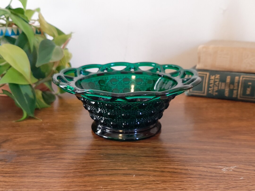 Vintage Imperial Glass Stiegel Green Open Lace Edge Bowl Dish - Etsy