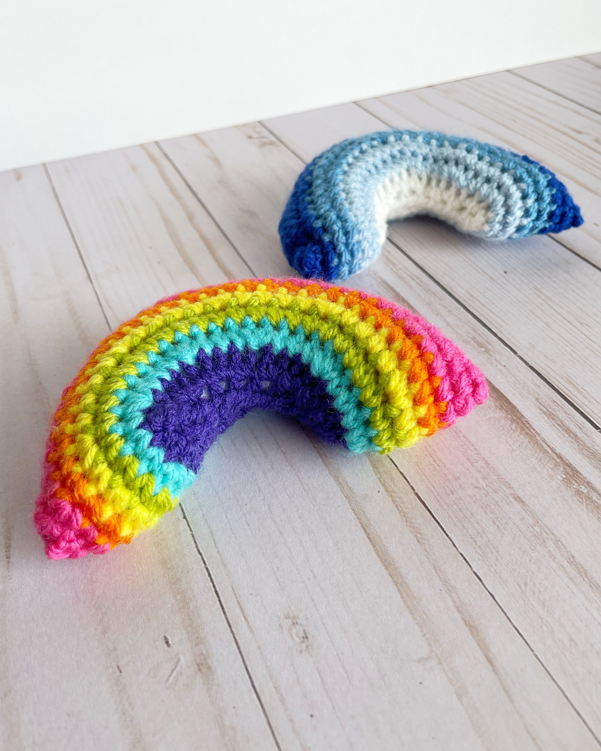 Rainbow Plushie Crochet Stuffed Rainbow With Rattle Insert - Etsy