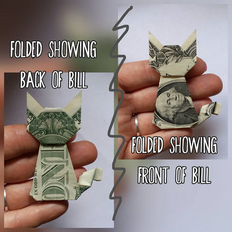 Dollar Bill Origami Cat Handmade Money Origami Gift | Etsy