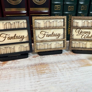 Bookshelf Genre Dividers, Bookcase Organizer, Library Decor, Bookshelf ...