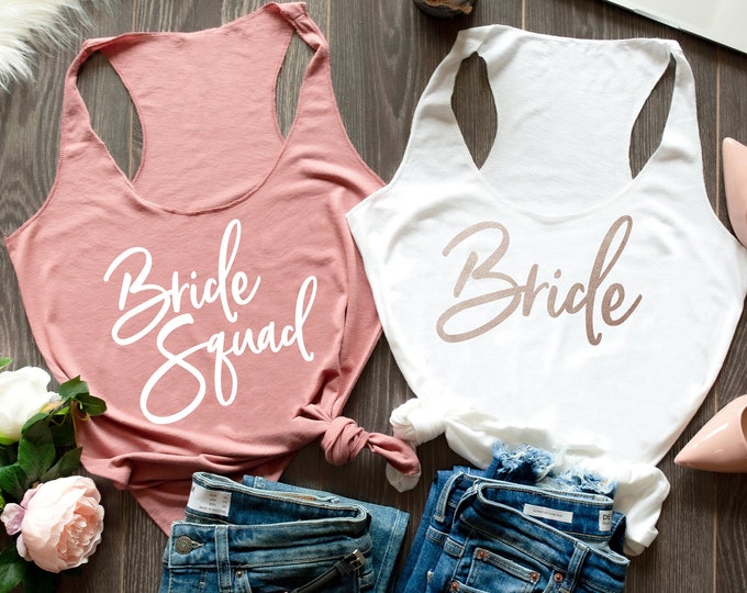 Bride Squad Tanks Bachelorette Party Tanks Bridesmaid Tanks Etsy