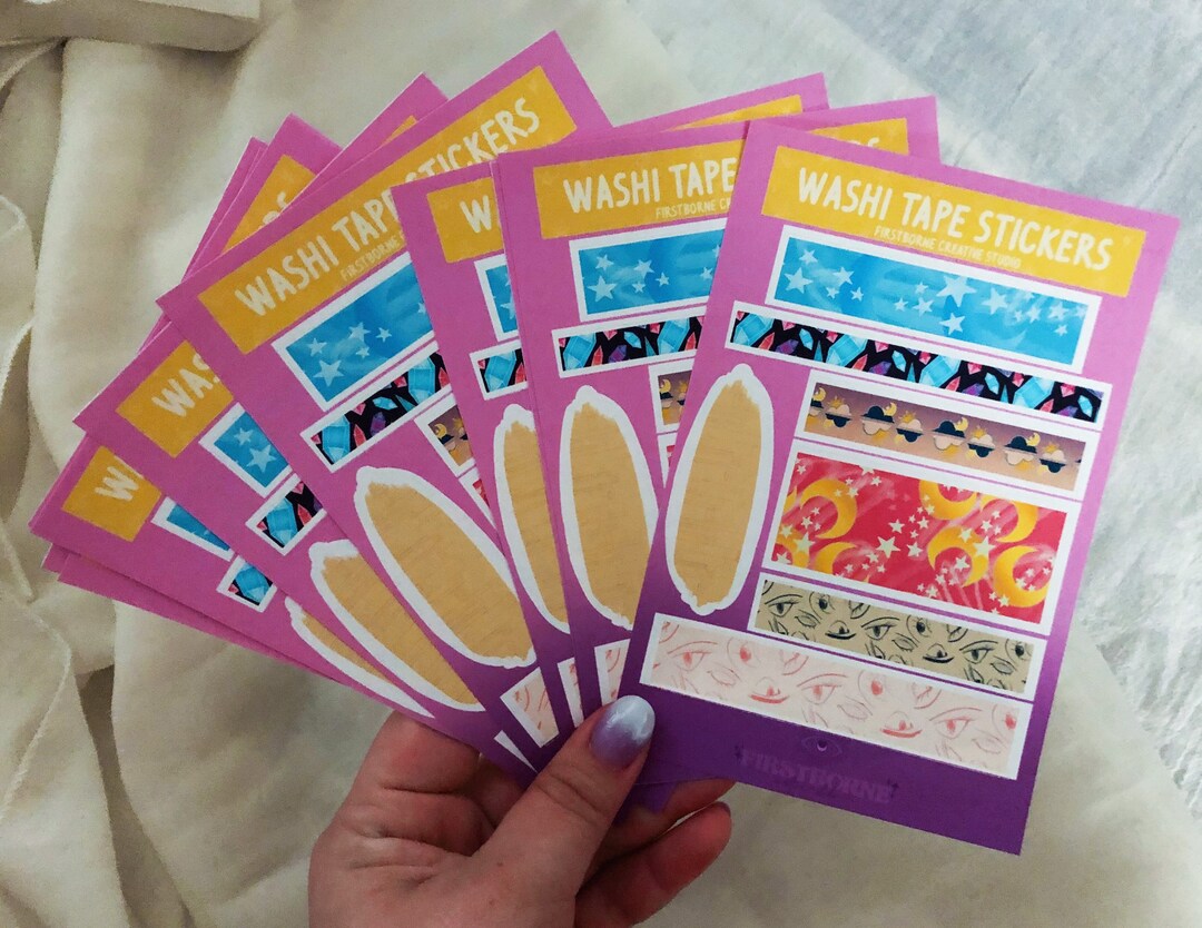 Washi Tap Sticker Sheet, Hand Drawn Stickers, Journaling Decor, Washi ...