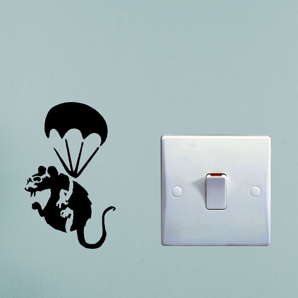 Banksy Parachute Rat Vinyl Wall Decal, Banksy Stickers, Laptop Stickers ...