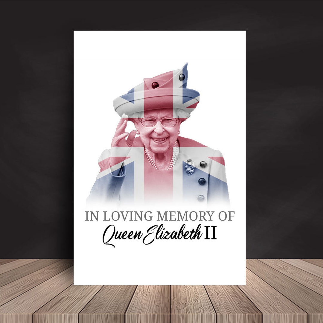 British Flag Queen Elizabeth Ll in Memory Memorial Metal Print, Queen ...