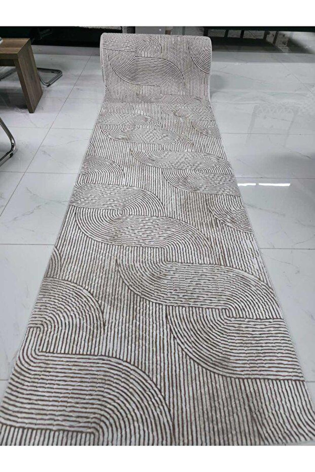 Modern Beige Runner Rug for Hallway With Non Slip Backing, Washable ...