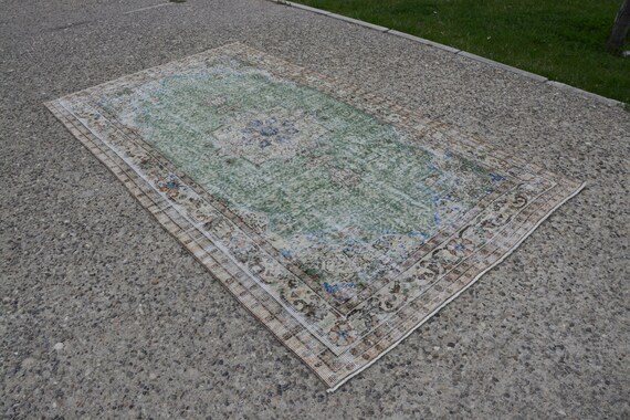 Antique Rug Green and Brown Boho Vintage Turkish Oriental - Etsy